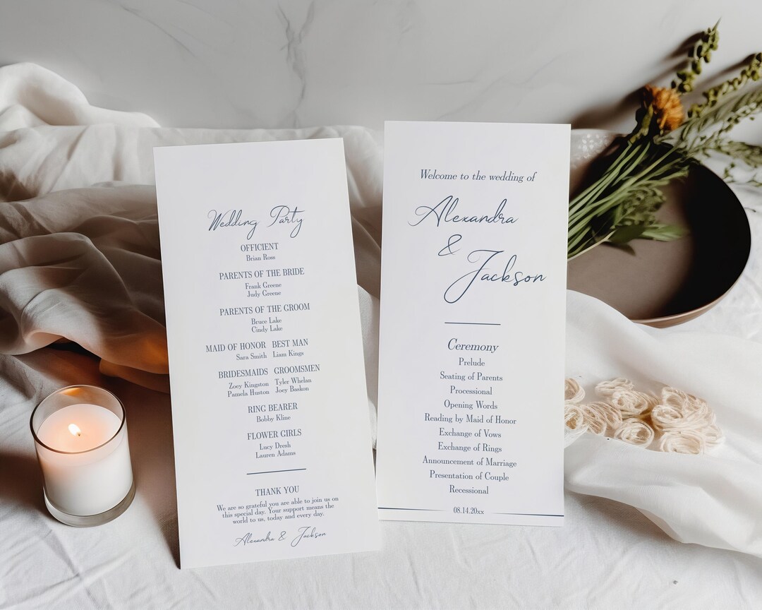 Wedding Program Template Printable Wedding Infographic Card Double ...