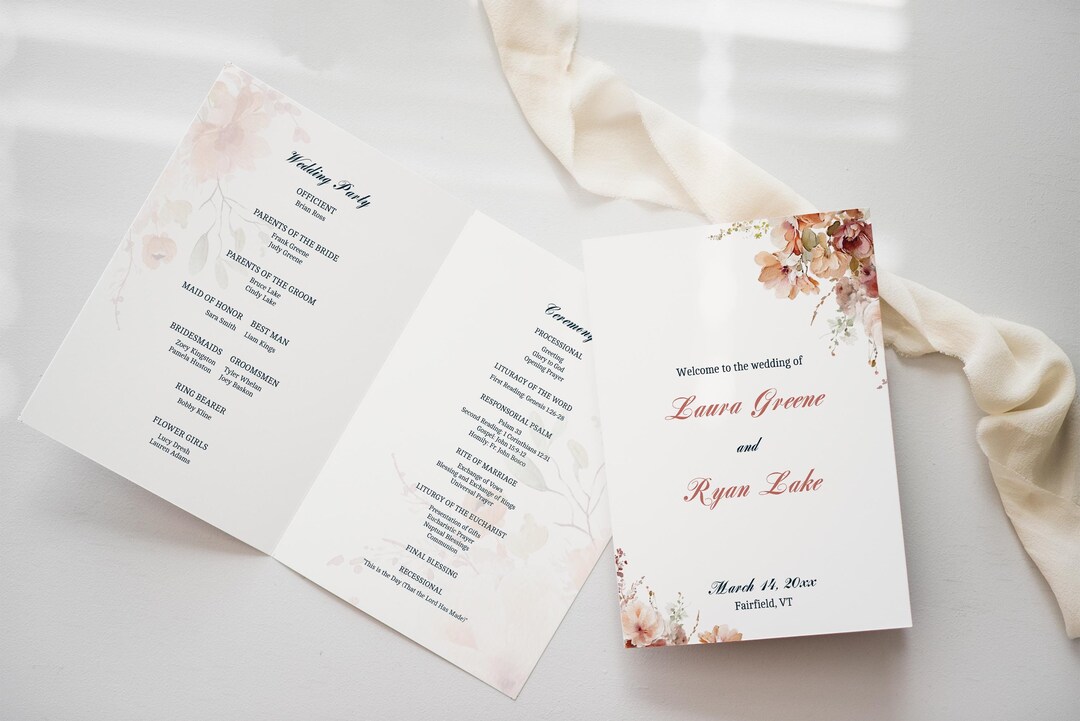 Wedding Program Template Catholic Printable Infographic Wedding Booklet ...