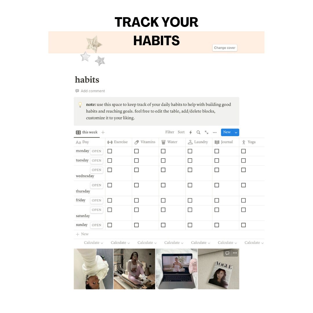 Glow up Notion Templates - Etsy