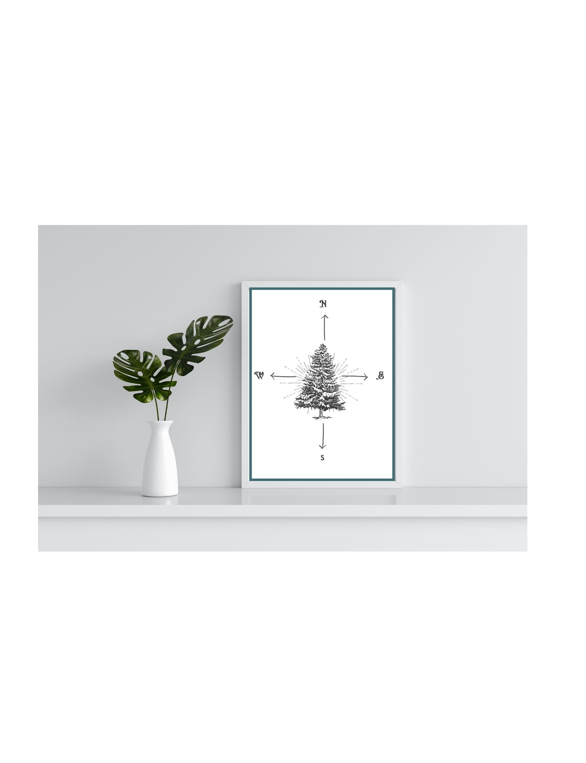 Compass Art With Tree/true North - Etsy