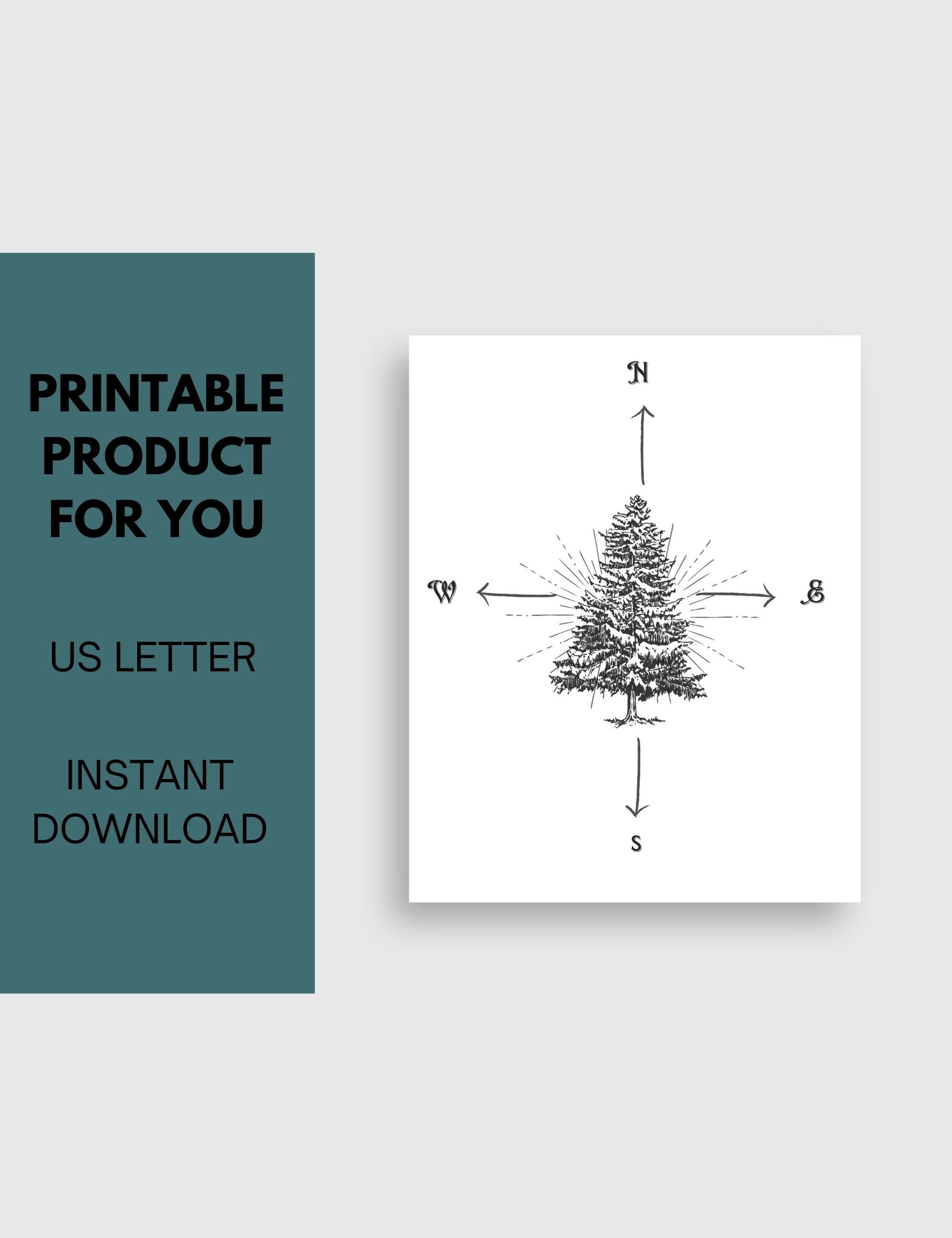 Compass Art With Tree/true North - Etsy