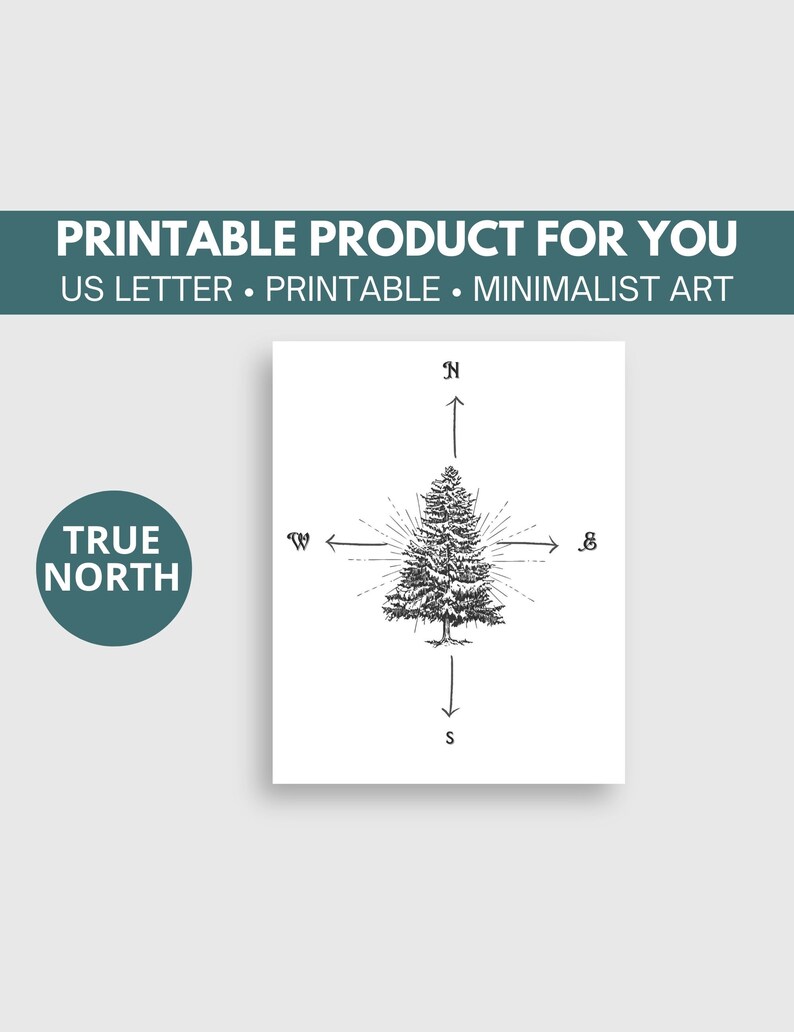 Compass Art With Tree/true North - Etsy