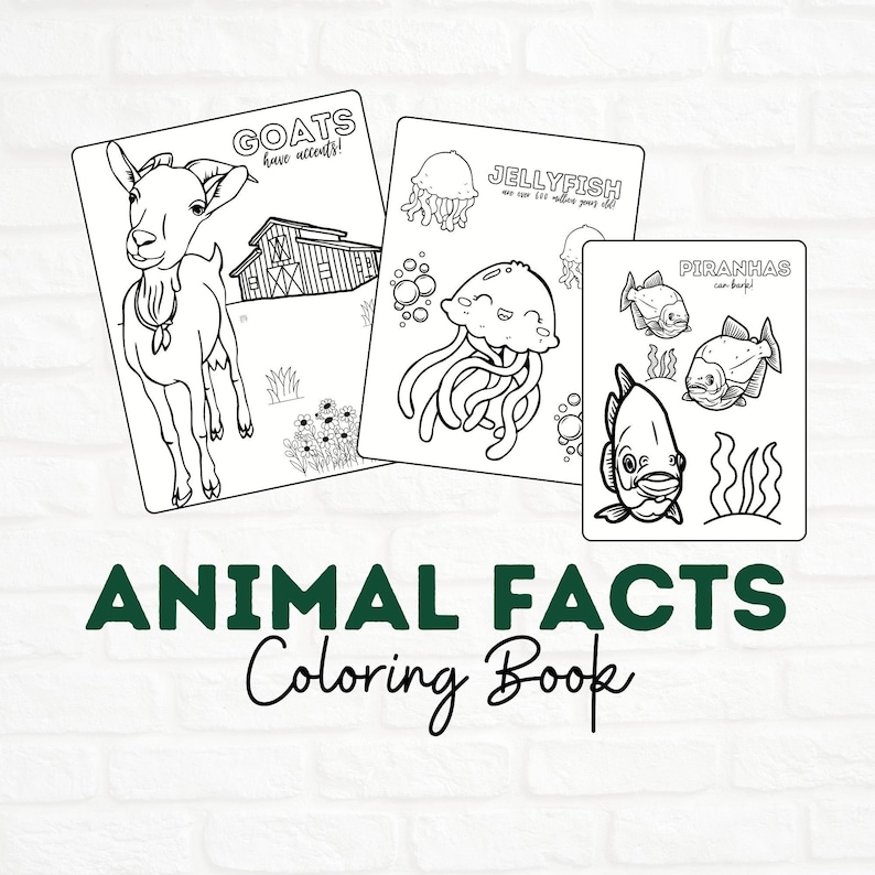 Animal Facts Coloring Pages - Etsy