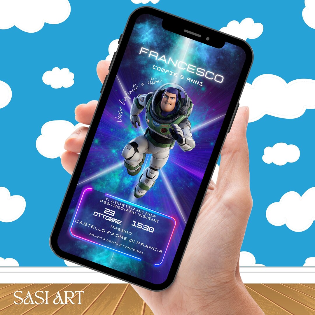 Toy Story Buzz Lightyear Digital Invitation, Themed Party, Customizable ...