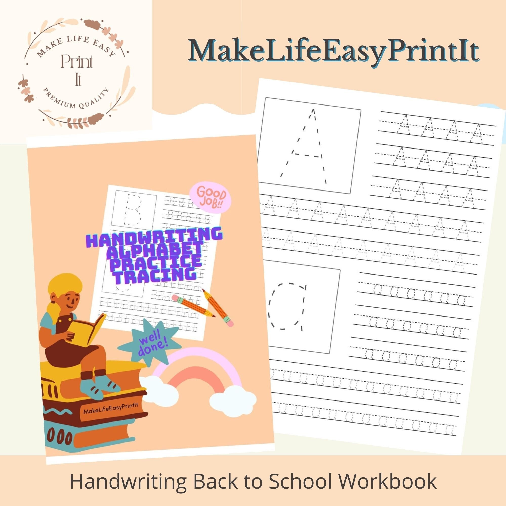 Handwriting Alphabet Practice Tracing A-Z Handwriting Practice ...