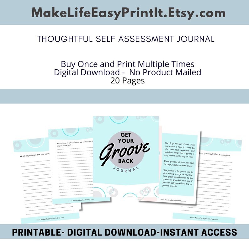 Get Your Groove Back Printable Journal 20 Page Motivational - Etsy