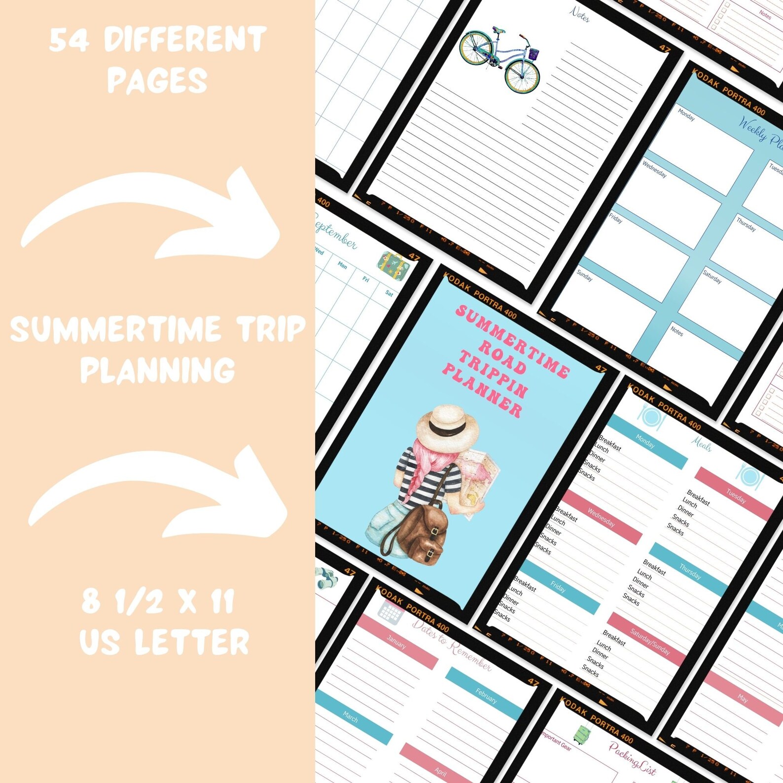 Summertime Trip Planner Printable | Packing Lists | Meal Planning ...