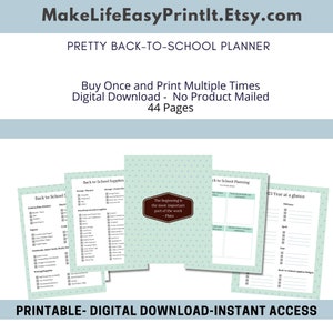 Back to School Planner Printable, 44 Pages of Supply Lists, Budget ...