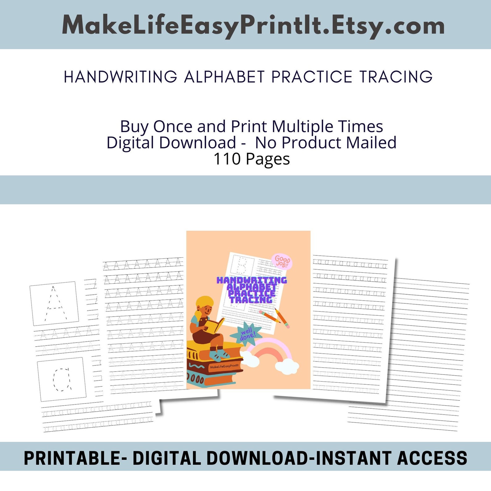 Handwriting Alphabet Practice Tracing | A-Z Handwriting Practice ...