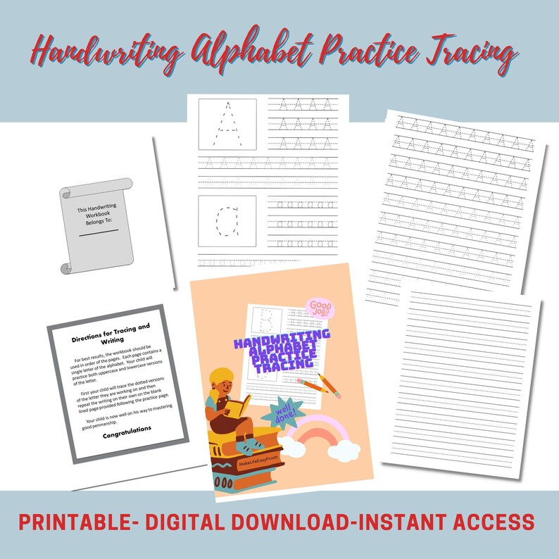 Handwriting Alphabet Practice Tracing | A-Z Handwriting Practice ...