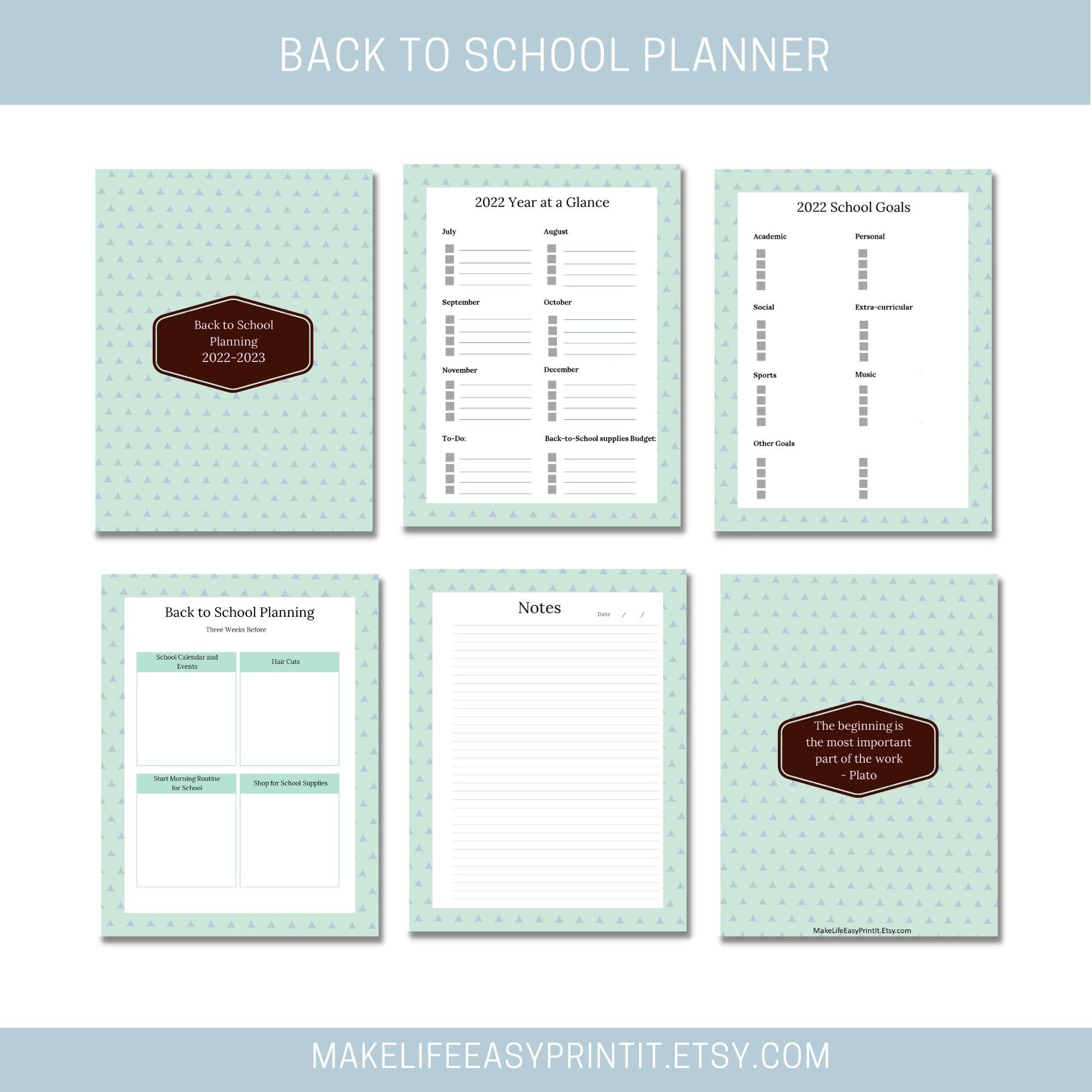 Back to School Planner Printable, 44 Pages of Supply Lists, Budget ...