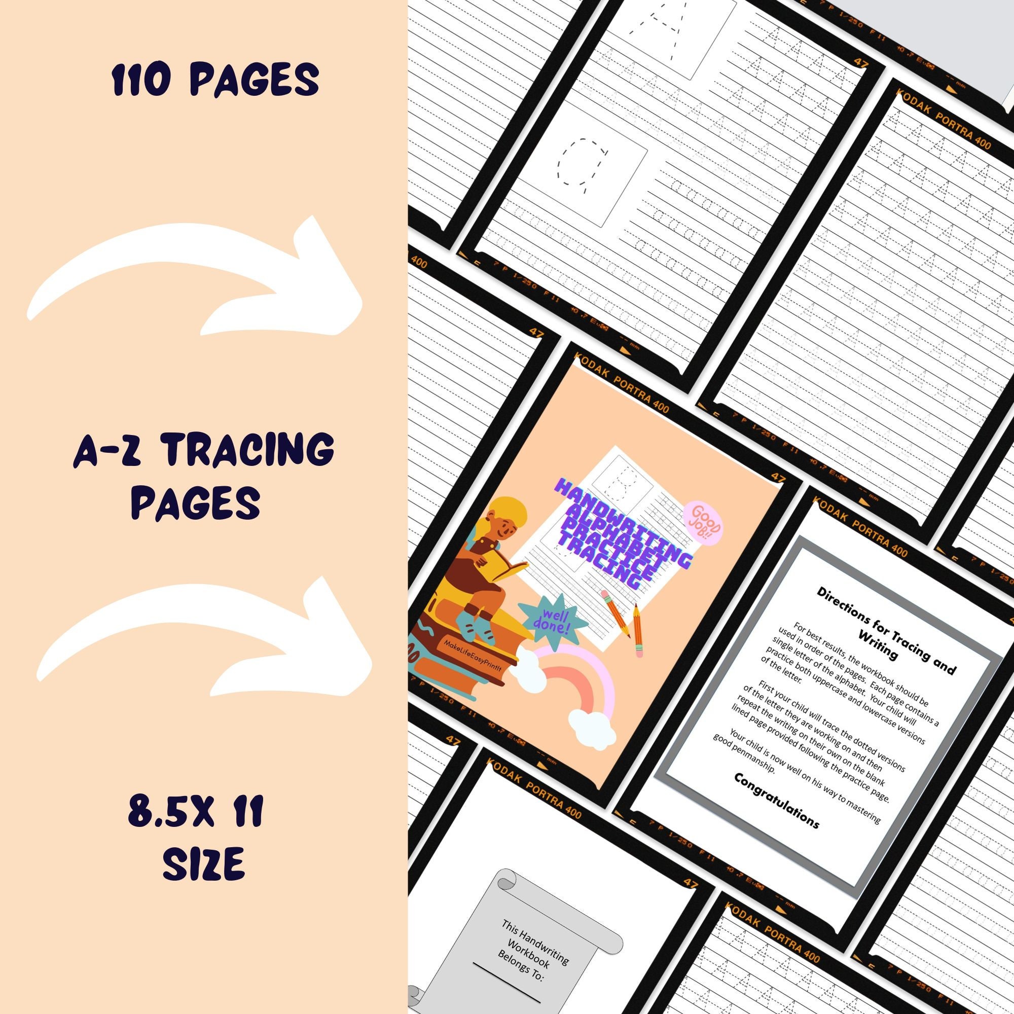 Handwriting Alphabet Practice Tracing A-Z Handwriting Practice ...