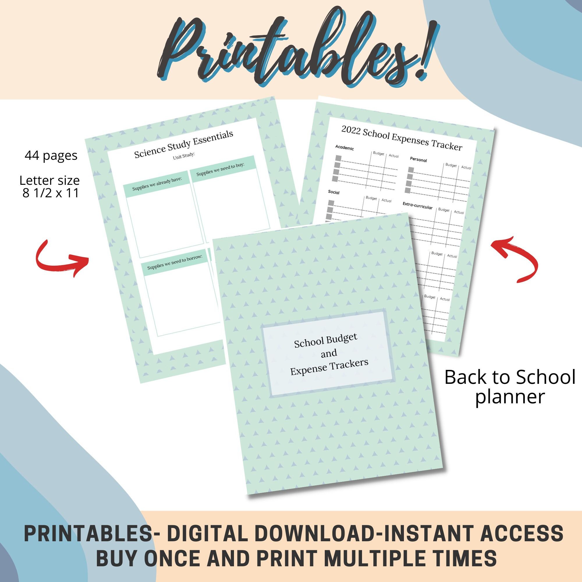 Back to School Planner Printable, 44 Pages of Supply Lists, Budget ...