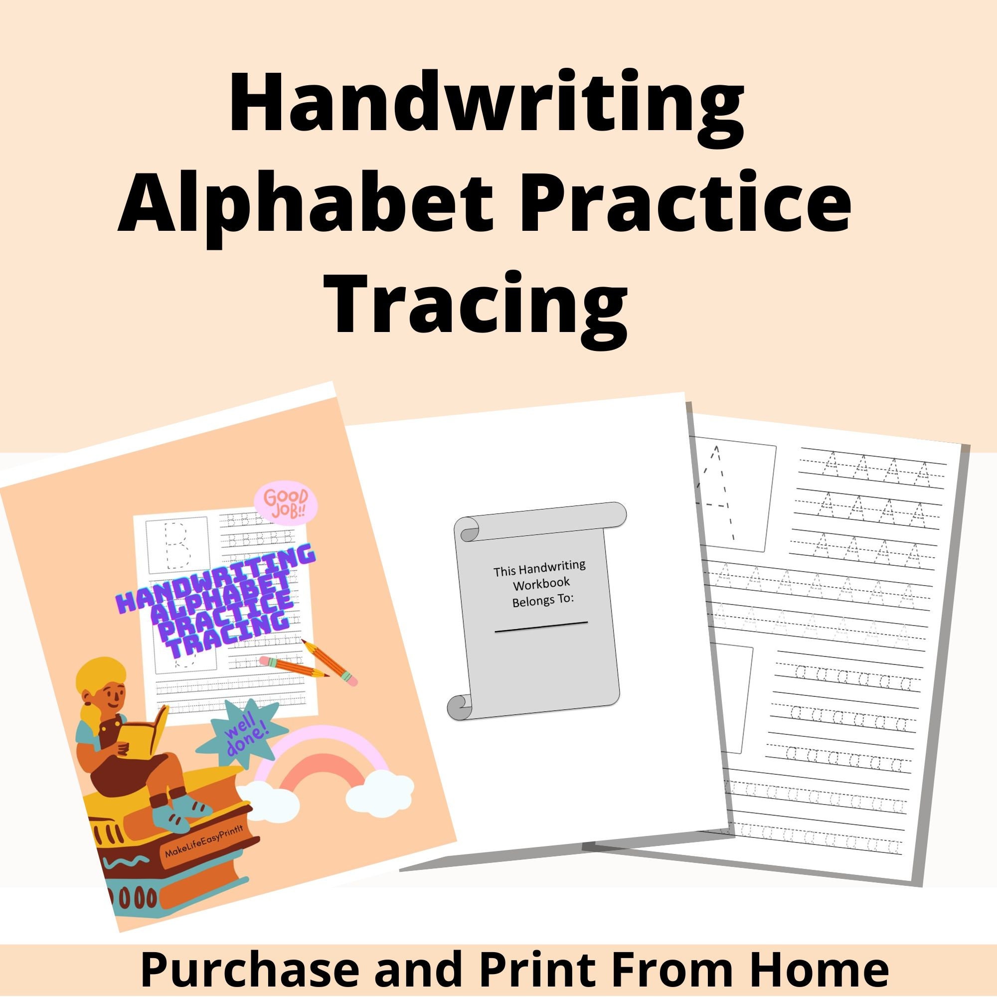 Handwriting Alphabet Practice Tracing A-Z Handwriting Practice ...