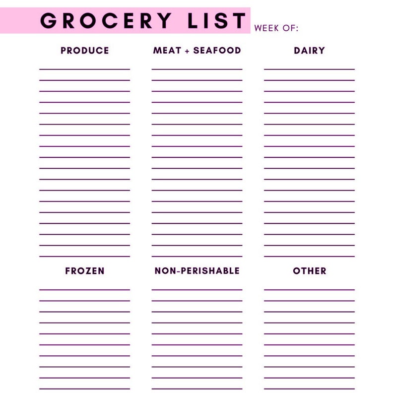 Blank Grocery List - Digital Download - Etsy