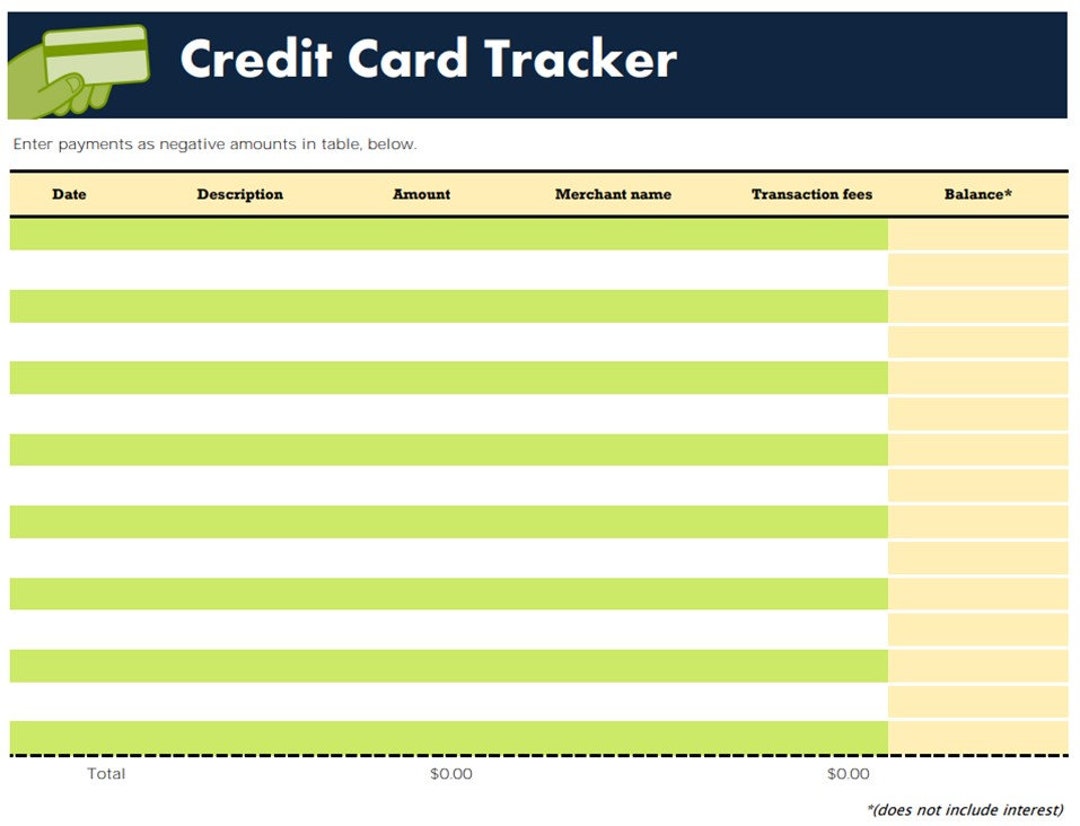 Credit Card Tracker - Etsy