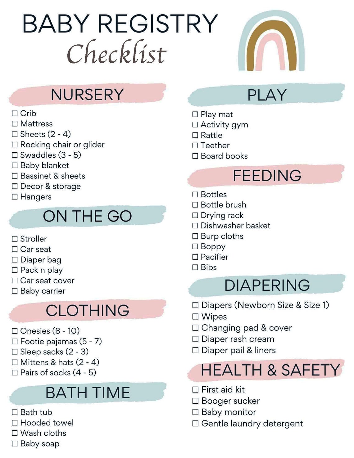 Baby Registry Check List - Etsy