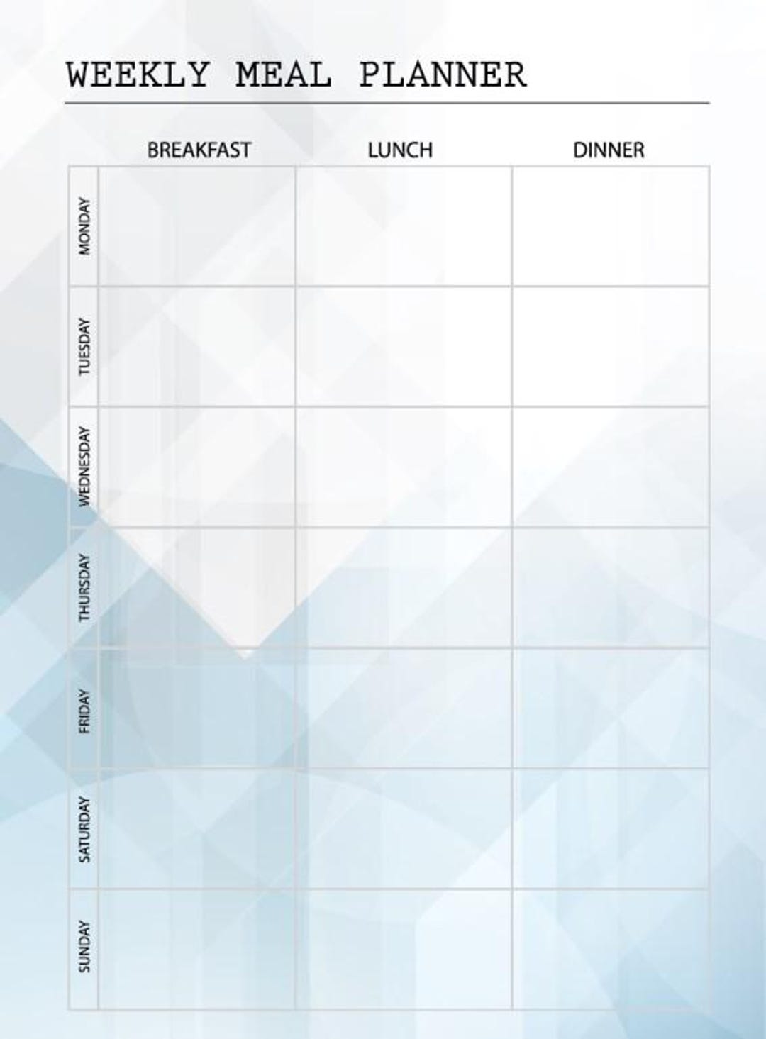 Meal Prep Planner - 5 Pages - - Etsy