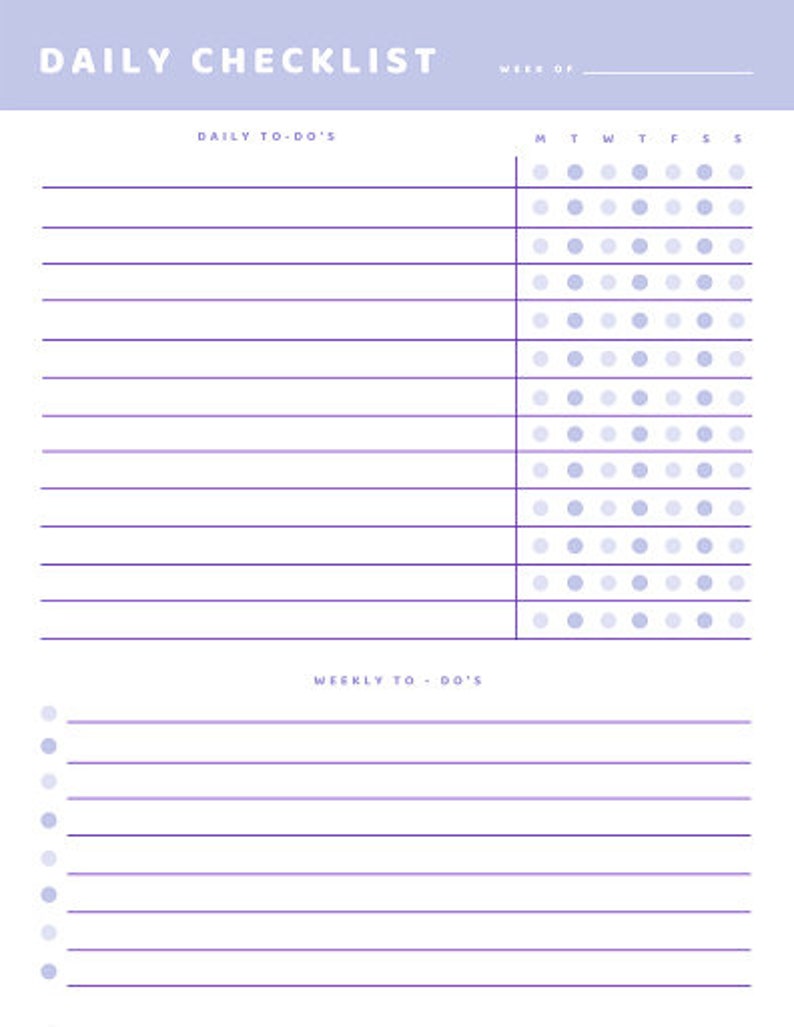 Daily Check List - to Do List - Etsy