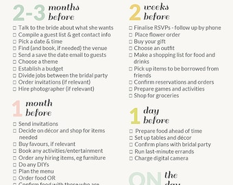 Bridal Shower Planner Bridal Shower Checklist Maid of Honor - Etsy