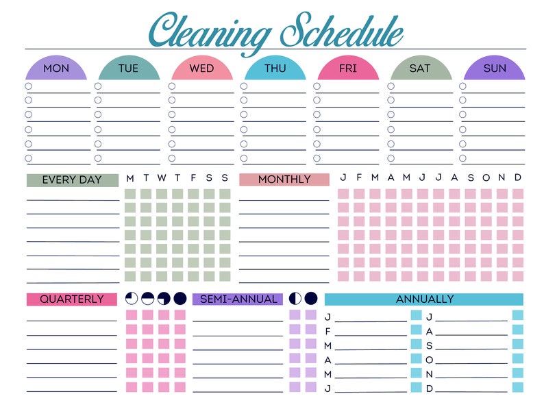 Clean Schedule Monthly Daily Weekly - Etsy