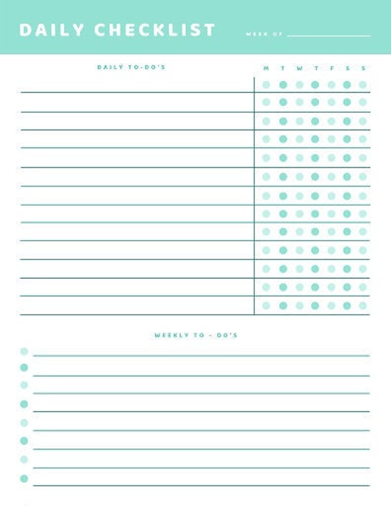 Daily Check List - to Do List - Etsy