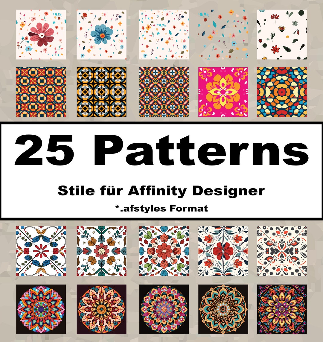 PACKAGE 5 I 25 Patterns / Styles for Affinity Designer I Backgrounds ...