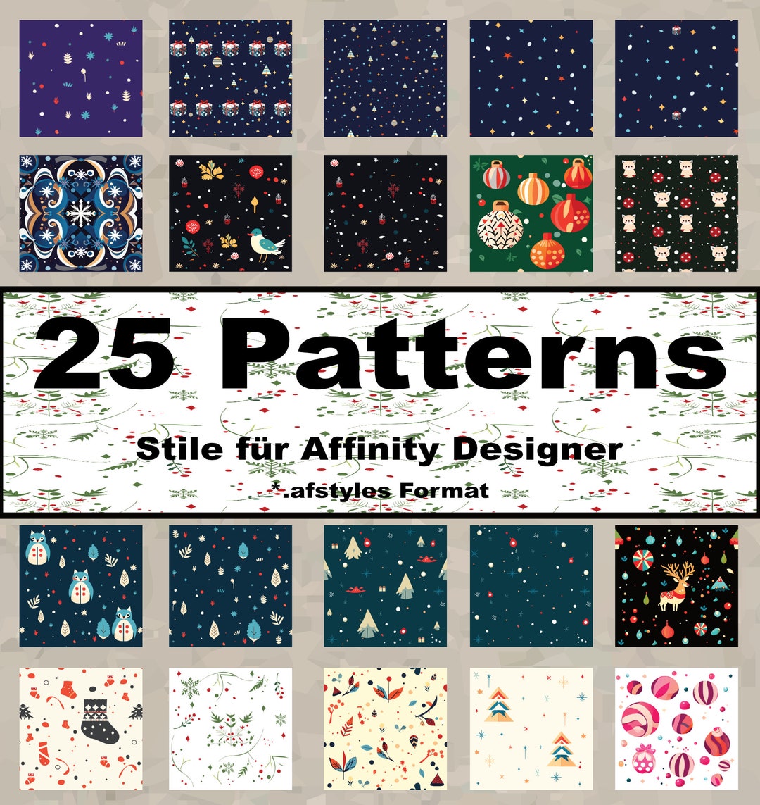 PACKAGE 6 I 25 Patterns / Styles for Affinity Designers I Backgrounds ...