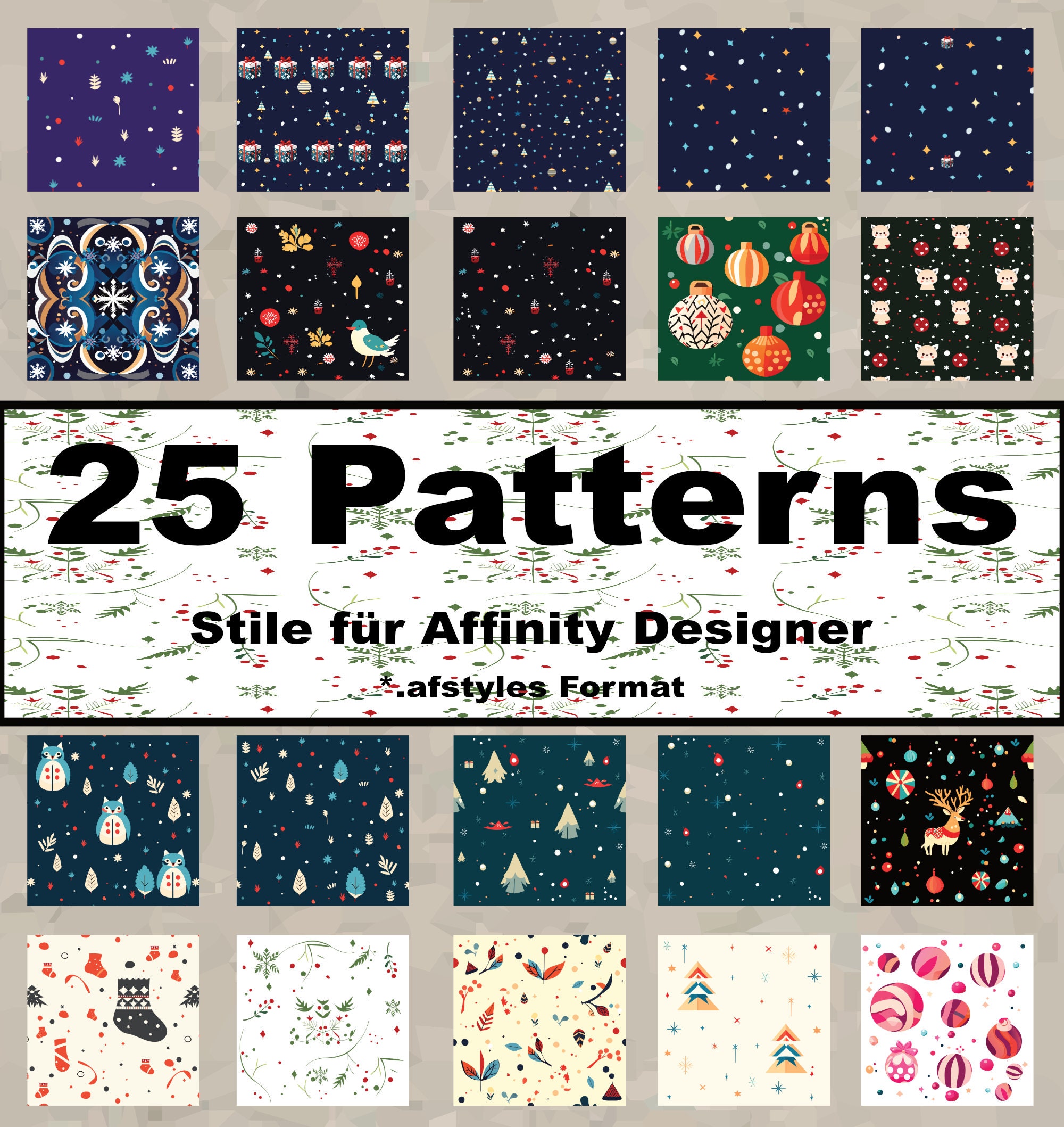 PACKAGE 6 I 25 Patterns / Styles for Affinity Designers I Backgrounds ...
