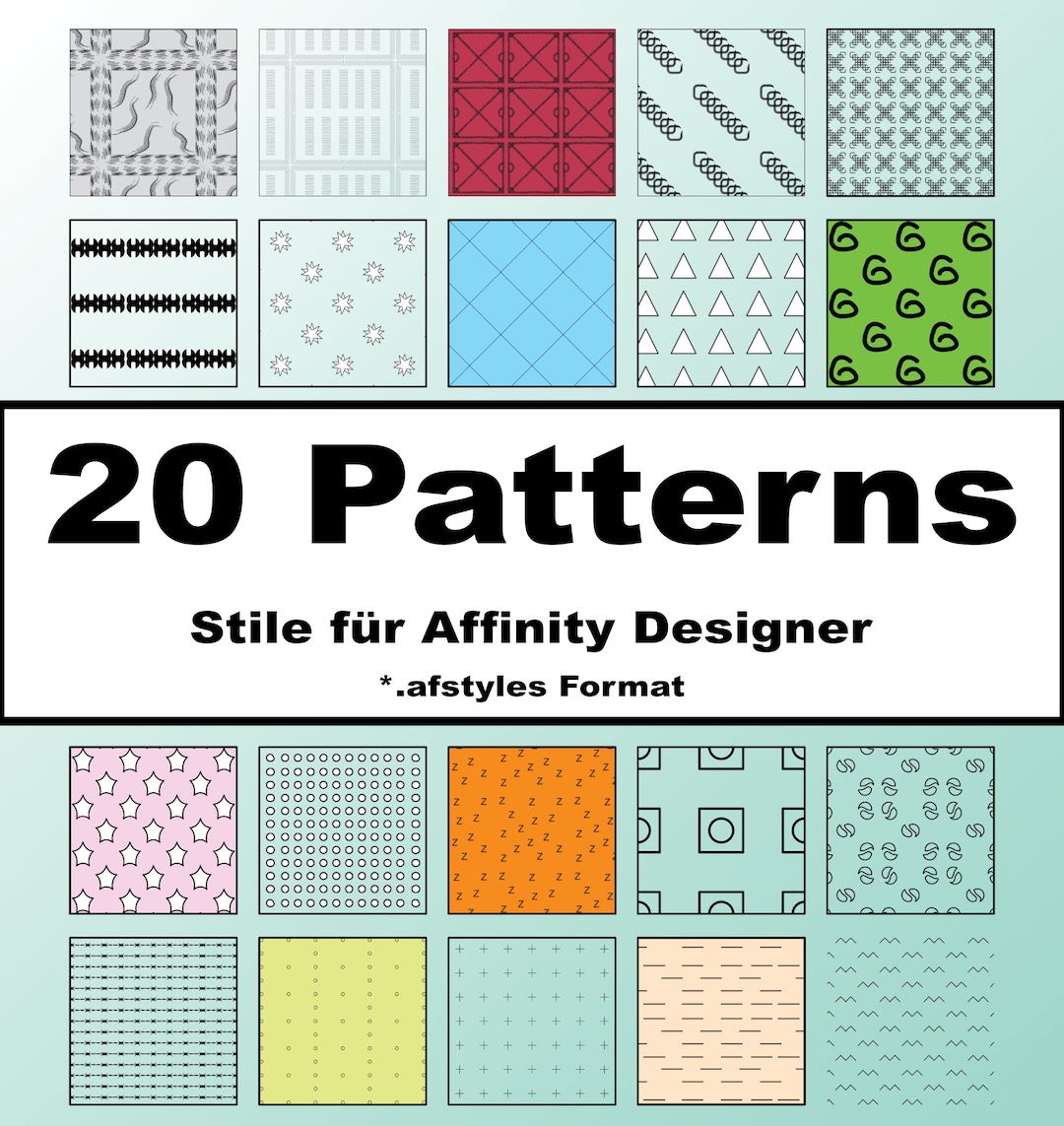 PACKAGE 2 I 20 Patterns / Styles for Affinity Designer I Backgrounds ...