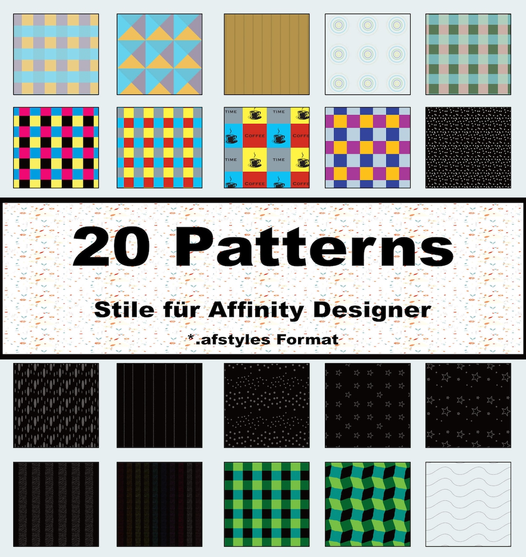 PACKAGE 7 I 20 Patterns / Styles for Affinity Designers I Backgrounds ...