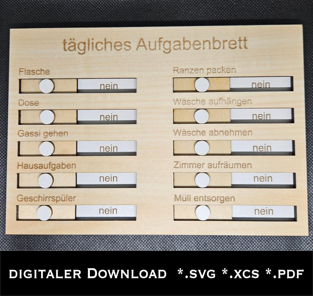 Laser Cut File Task Board, Organizer With Slider | Svg Xcs Pdf as File ...