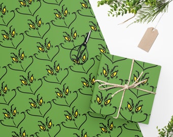 Grinch Face Wrapping Paper - Etsy