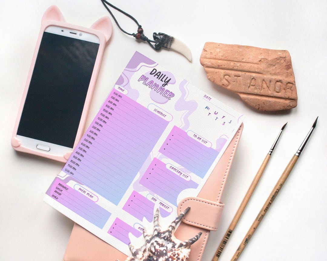 Pink & Dark Galaxy |daily Planner Template | 7 Styles | Printable ...
