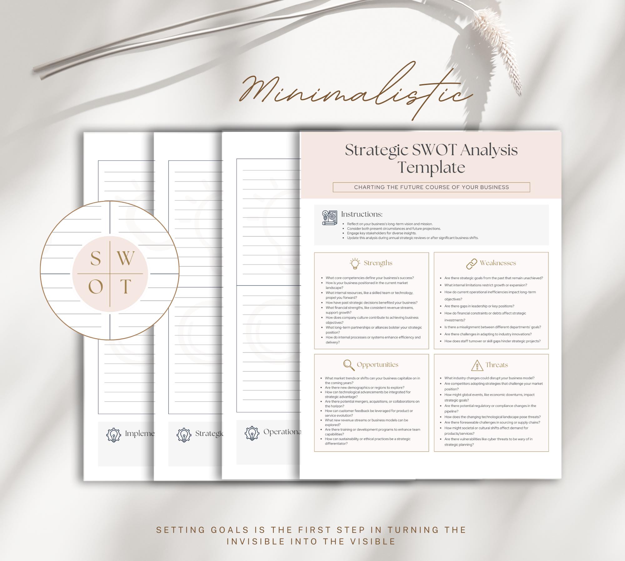 S.W.O.T Business Analysis Template | Editable SWOT Worksheet for ...