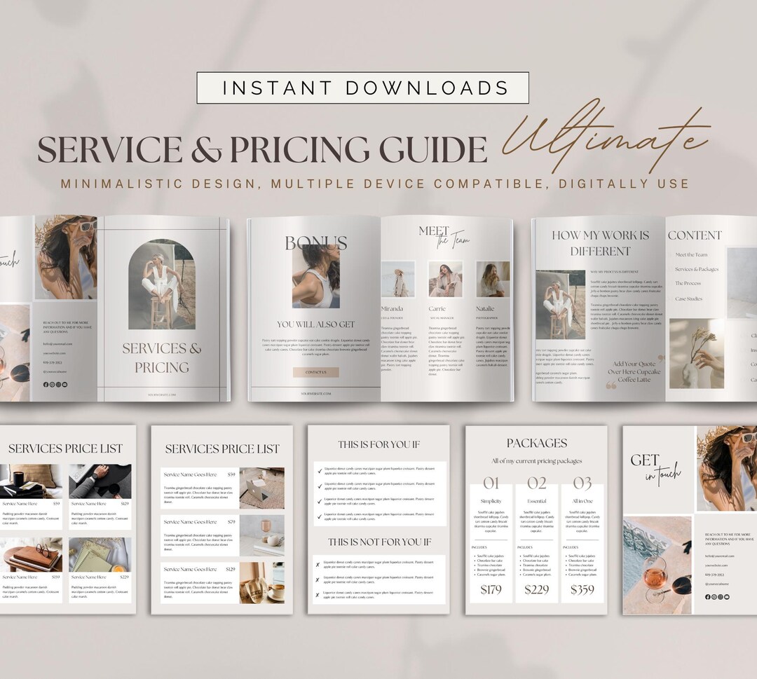 Service and Pricing Guide Template | Editable Canva Business Rate Sheet ...