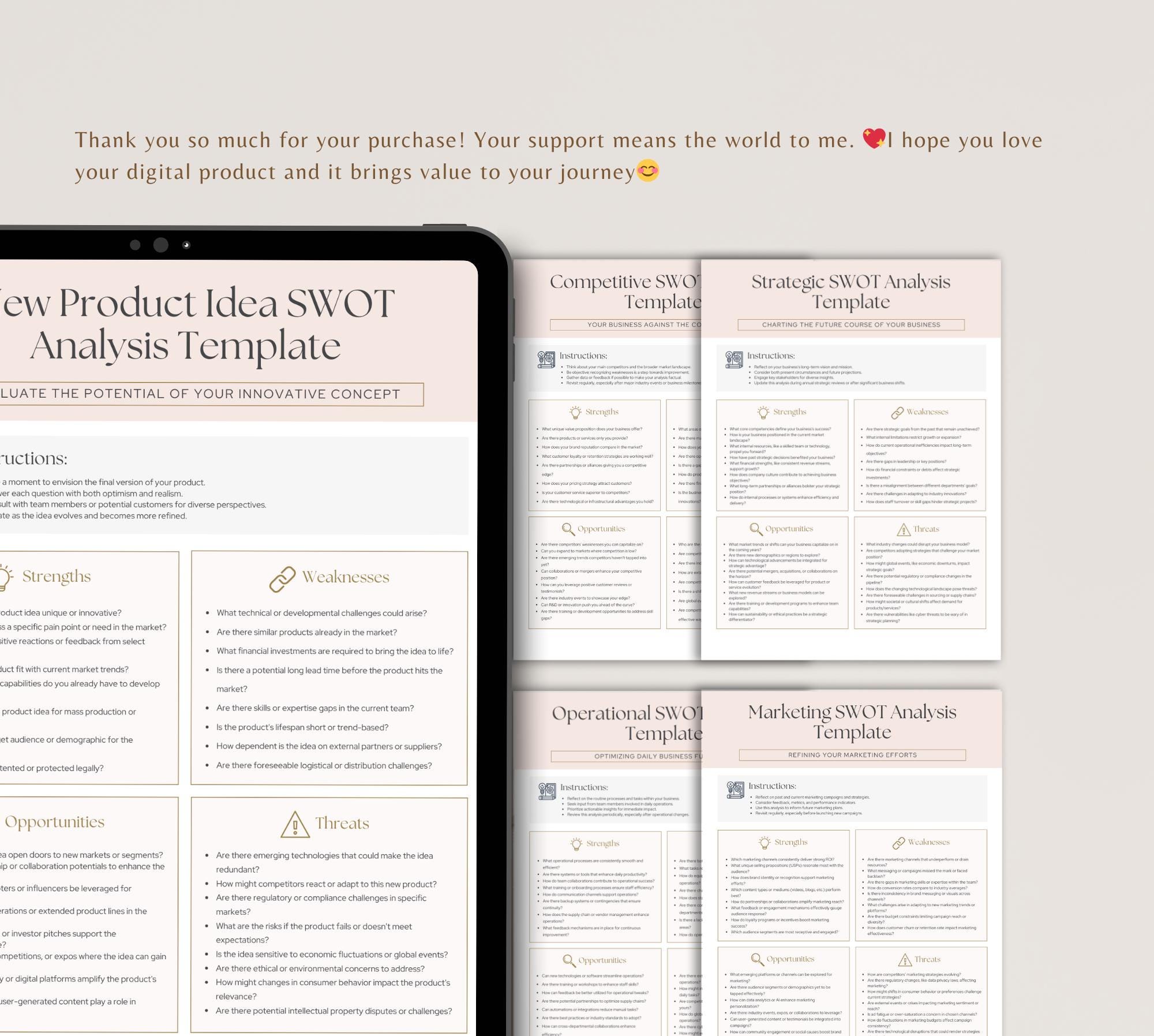 S.W.O.T Business Analysis Template | Editable SWOT Worksheet for ...