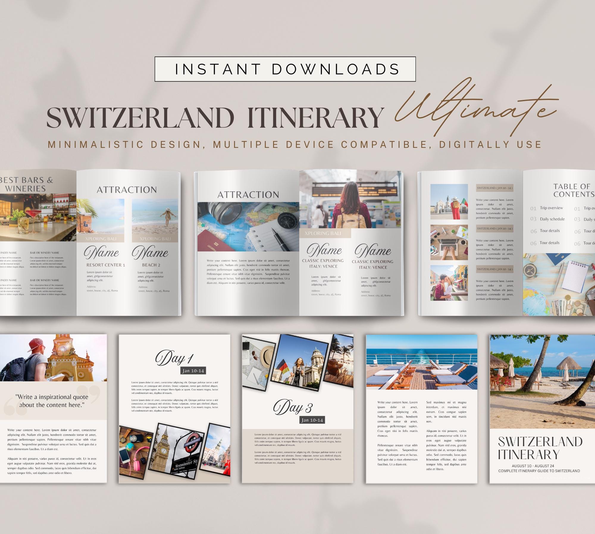 Switzerland Travel Itinerary Template | Digital Trip Planner for ...