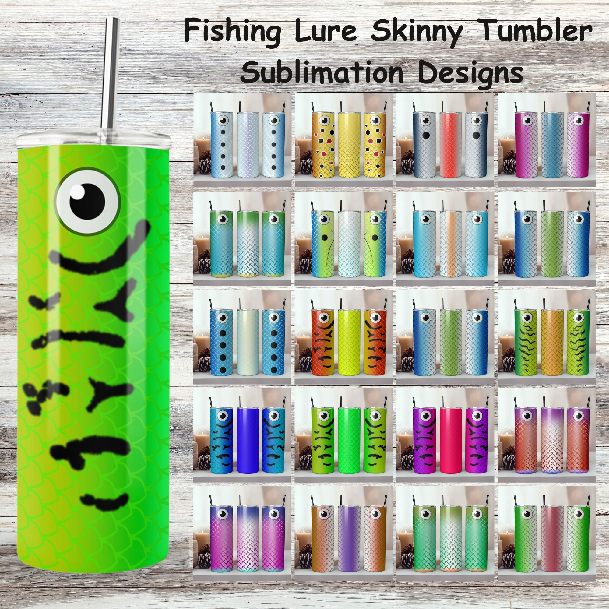 Fishing Lure Tumbler PNG, Kawaii 20oz Skinny Tumbler Sublimation ...