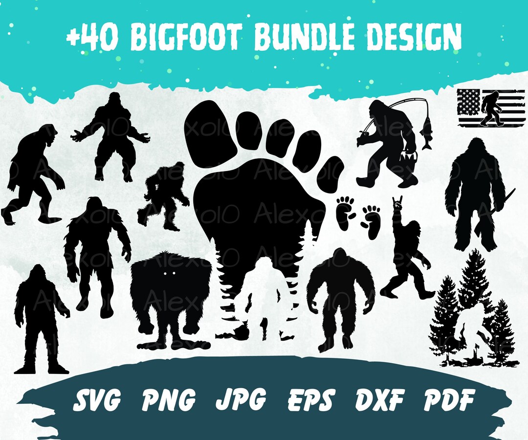 40 Bigfoot Bundle Design, Bigfoot Clip Art, Bigfoot SVG, Bigfoot Bundle ...