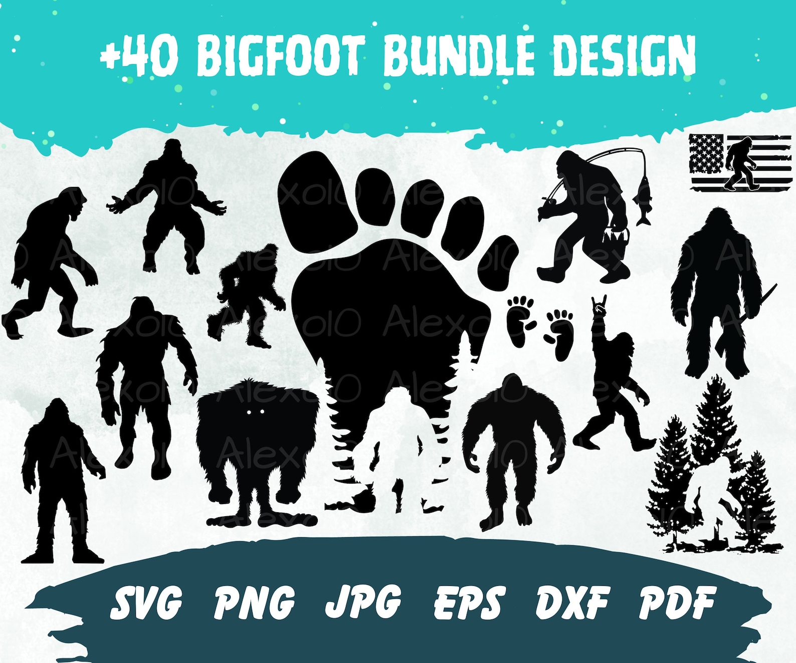 40 Bigfoot Bundle Design, Bigfoot Clip Art, Bigfoot SVG, Bigfoot Bundle ...