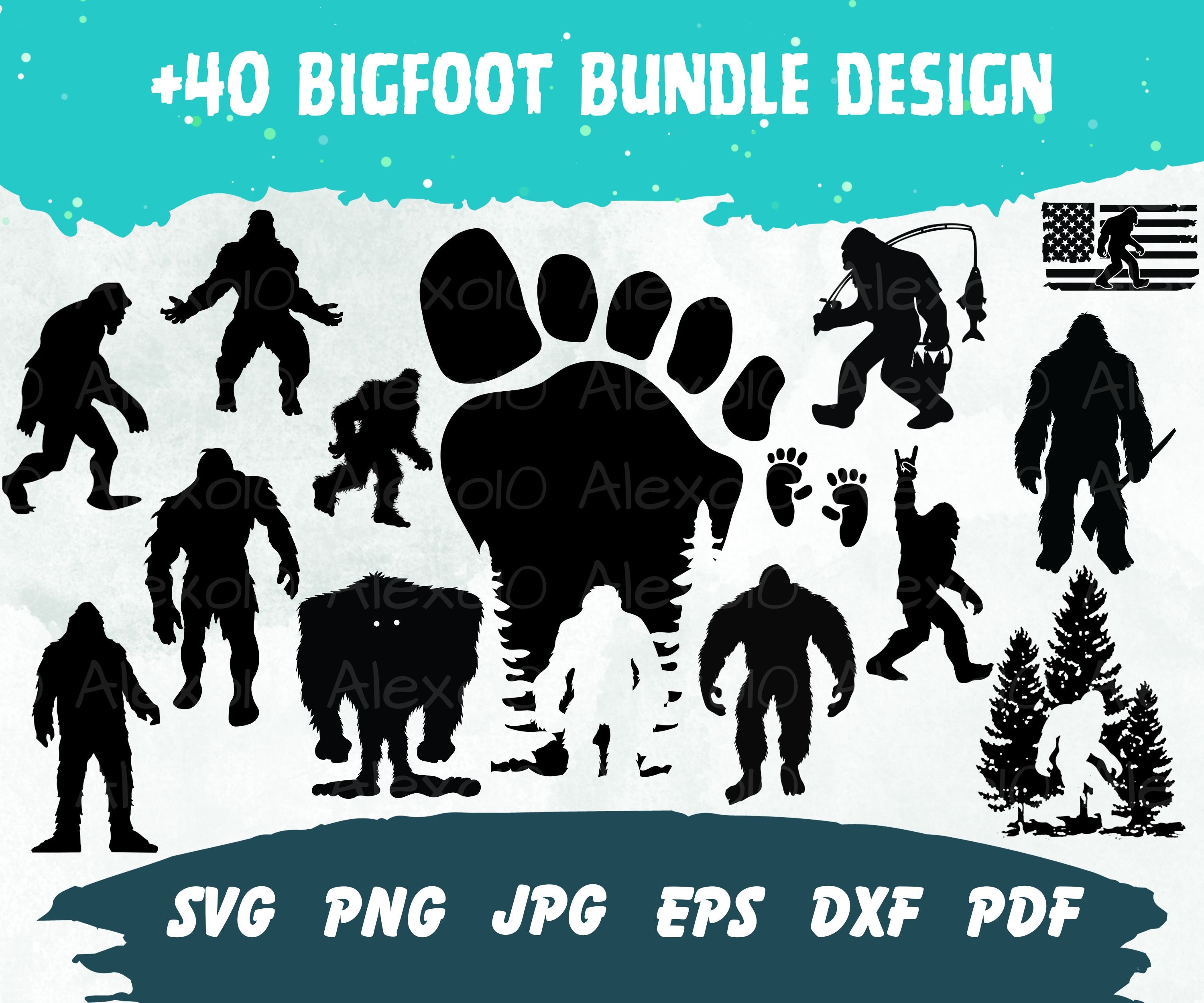 40 Bigfoot Bundle Design, Bigfoot Clip Art, Bigfoot SVG, Bigfoot Bundle ...
