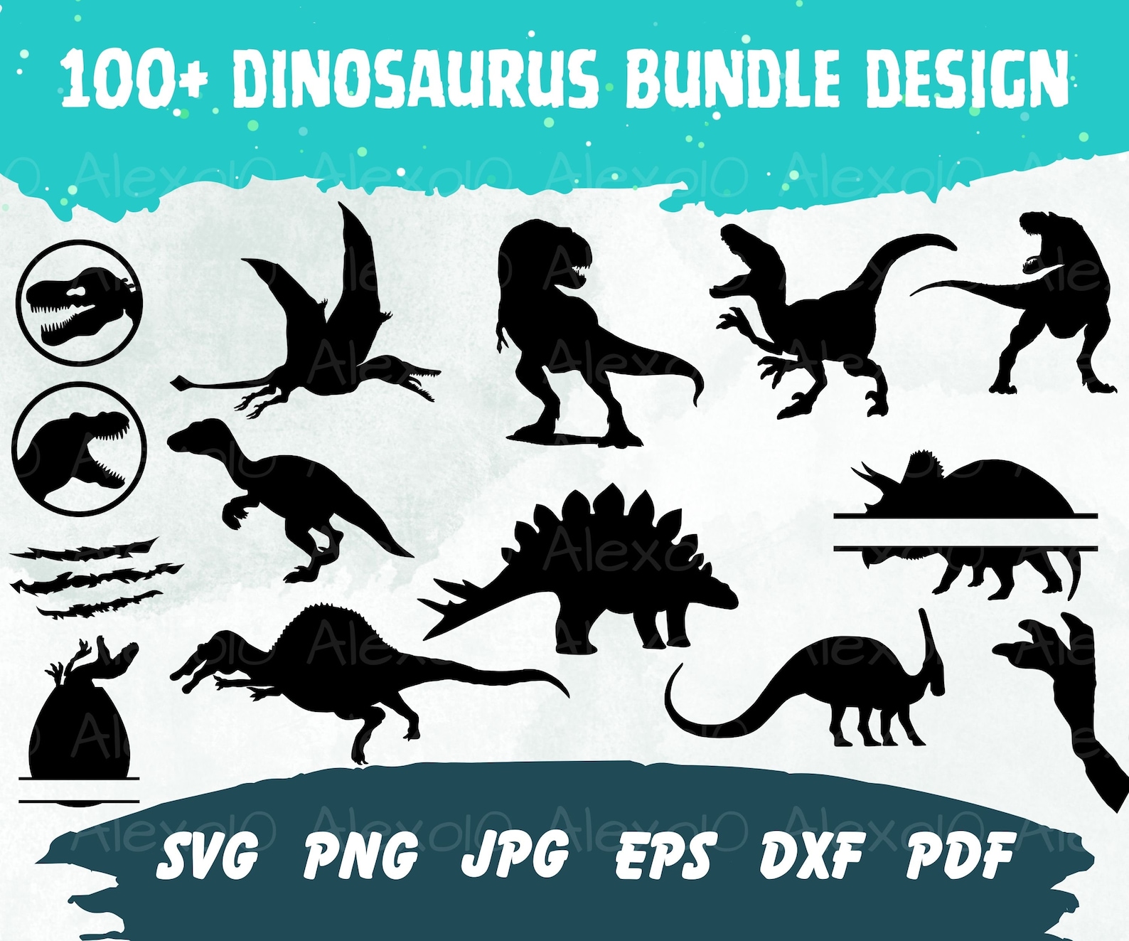 Dinosaur Svg Bundle, Dinosaur Clipart Png, Dinosaur Silhouette Svg ...