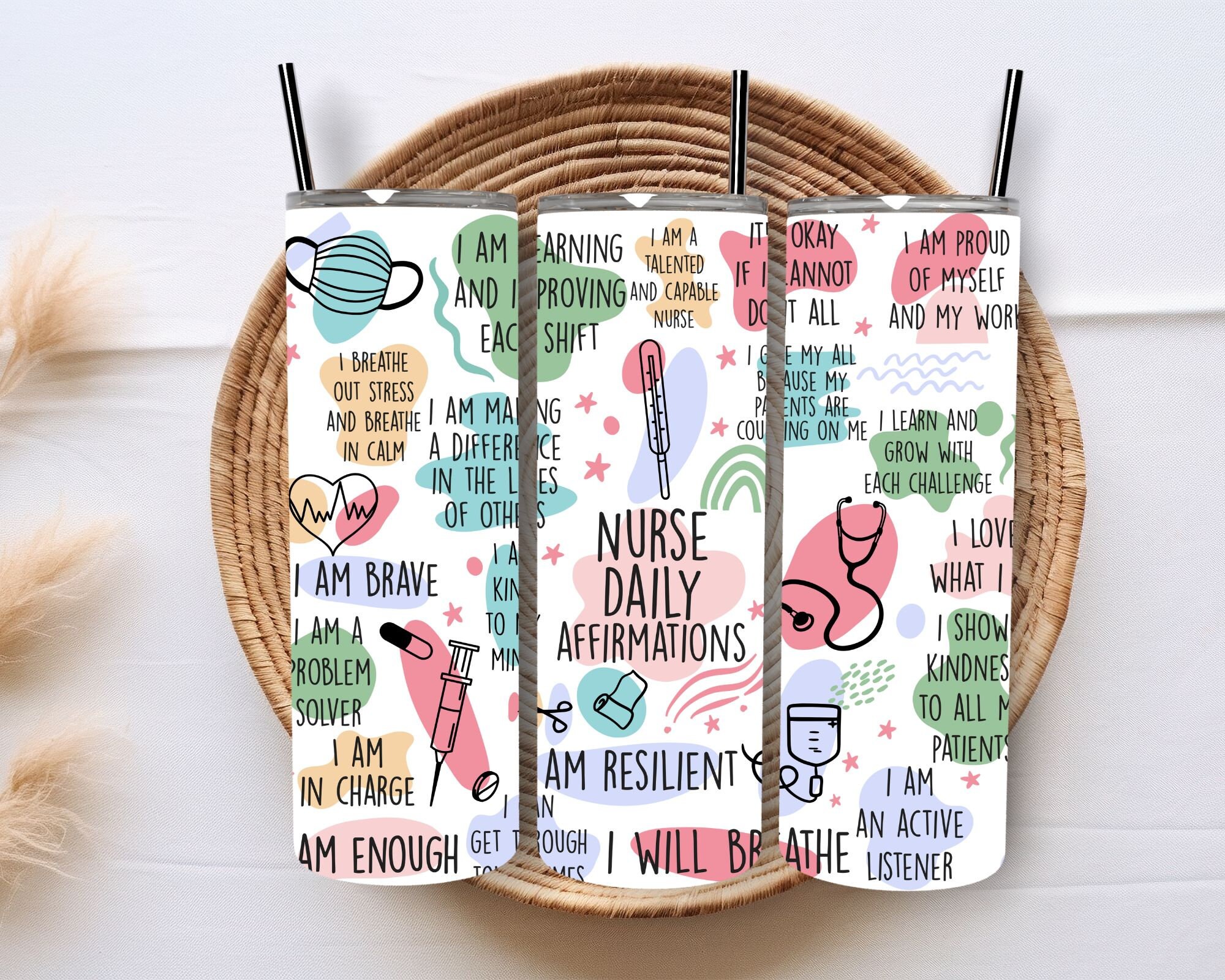 Nurse Affirmations Tumbler PNG, Nurse Life Tumbler Wrap, Nurse Tumbler ...