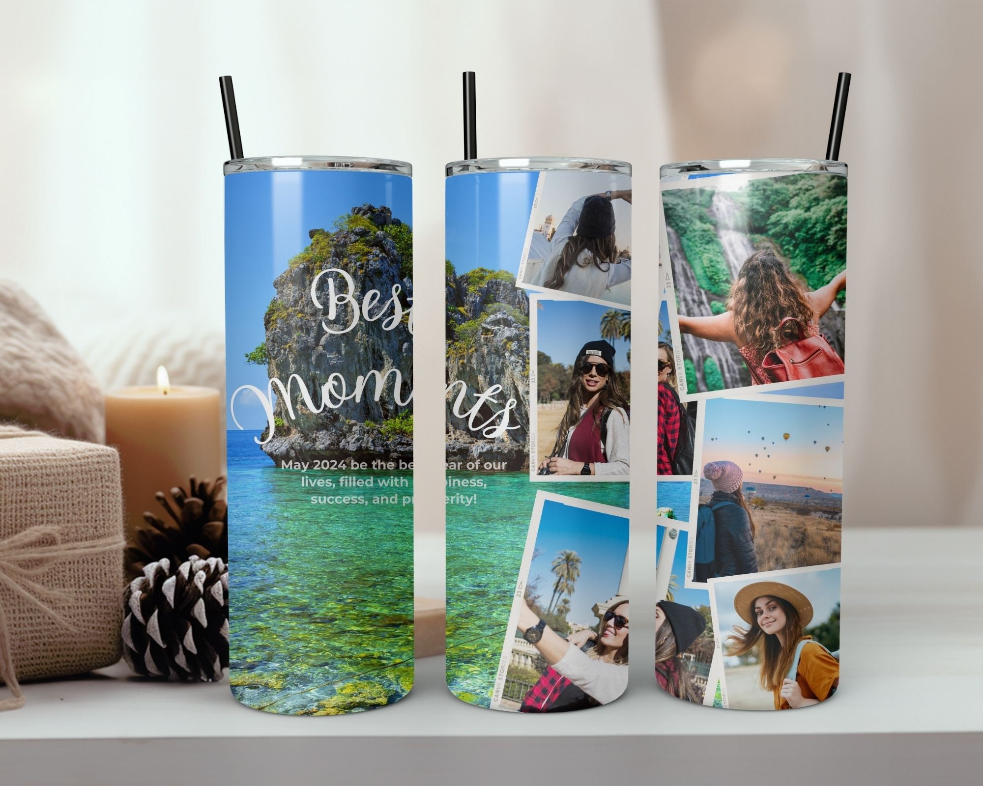 Fully Editable Canva Tumbler Template With Pictures and Custom Text ...