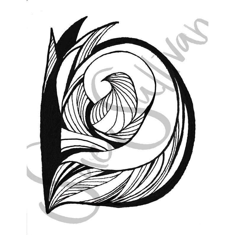 Hand-drawn Printable Coloring Sheet, Downloadable Fine-line Abstract ...