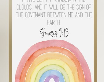 Genesis 9:13 I Have Set My Rainbow Set of 3 Bible Verse Print Wall Art ...