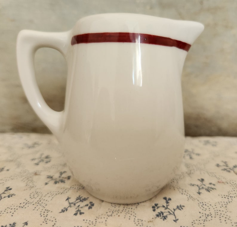 Vintage Restaurant Ware White Creamer, Maroon Stripe - Etsy