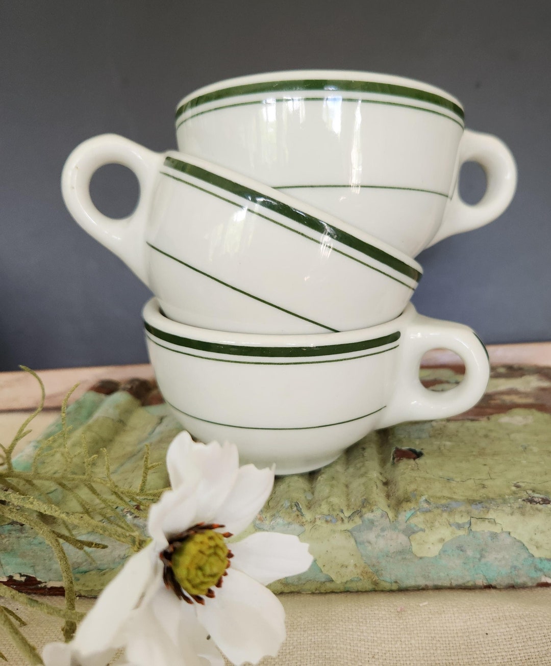 Vintage Jackson China Vitrified Green Striped Coffee Cups, Set of 3 - Etsy