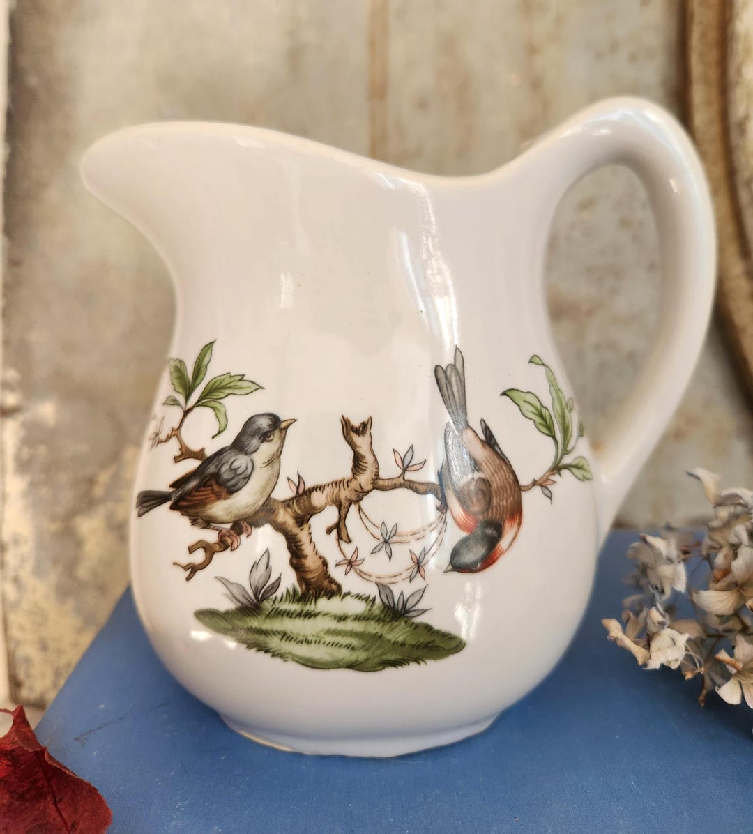 Vintage Ironstone Cream Pitcher With Birds Motif - Etsy